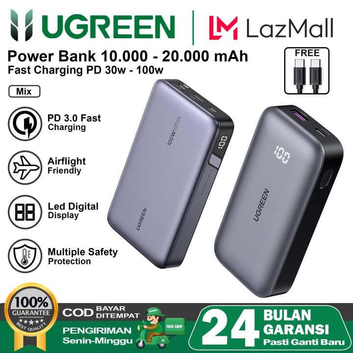 UGREEN PowerBank 10000mAh-25000mAh Fast Charging PD 30w 100w 145w Digital Display Bisa masuk di ...