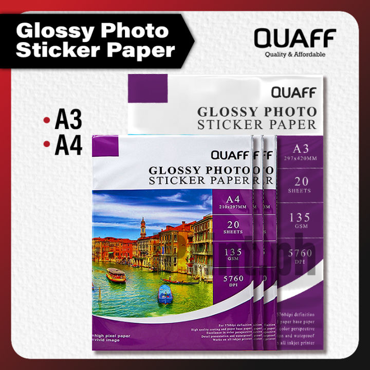 iPrint - QUAFF Photo Sticker Paper Glossy 90gsm/135gsm A4 Size ...