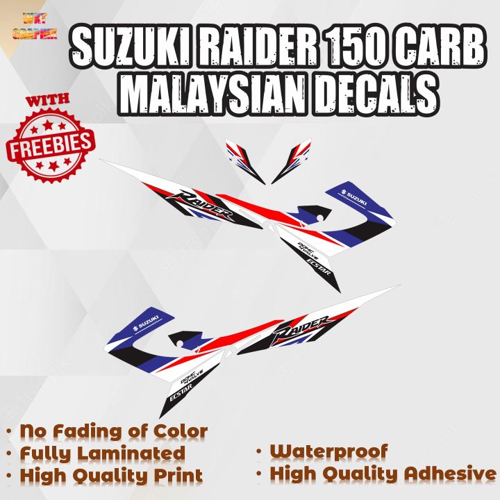 SUZUKI RAIDER 150 CARB MALAYSIAN DECALS (WATERPROOF, LAMINATED, FADE ...