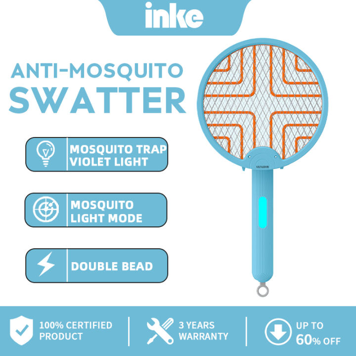 INKE 3-in-1 Rechargeable Mosquito Lamok killer racker swatter high ...