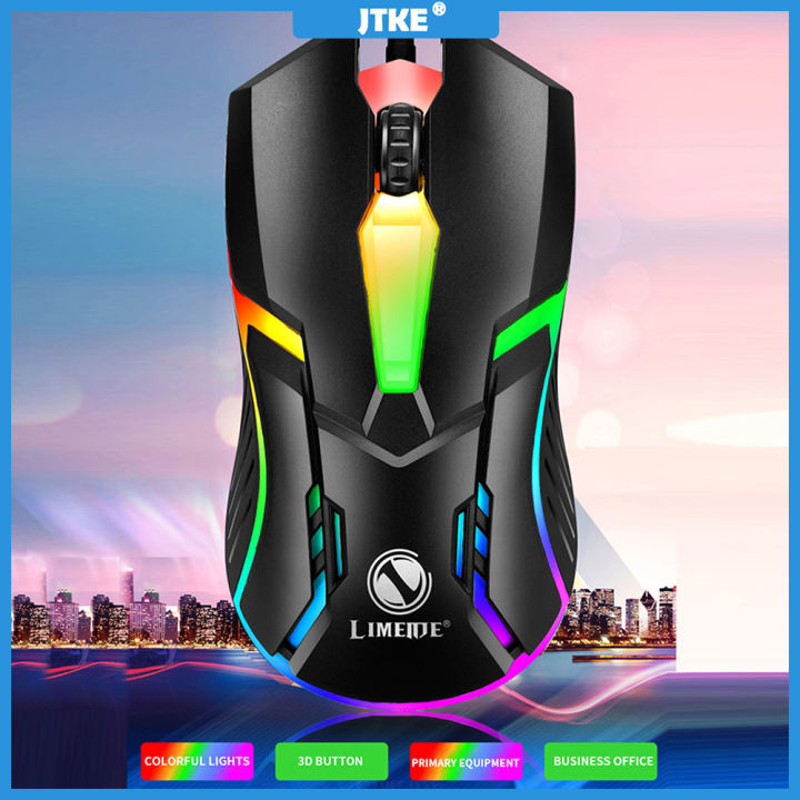 JTKE Wired Gaming Mouse LED Backlight USB Computer Mouse Gamer RGB Mice ...