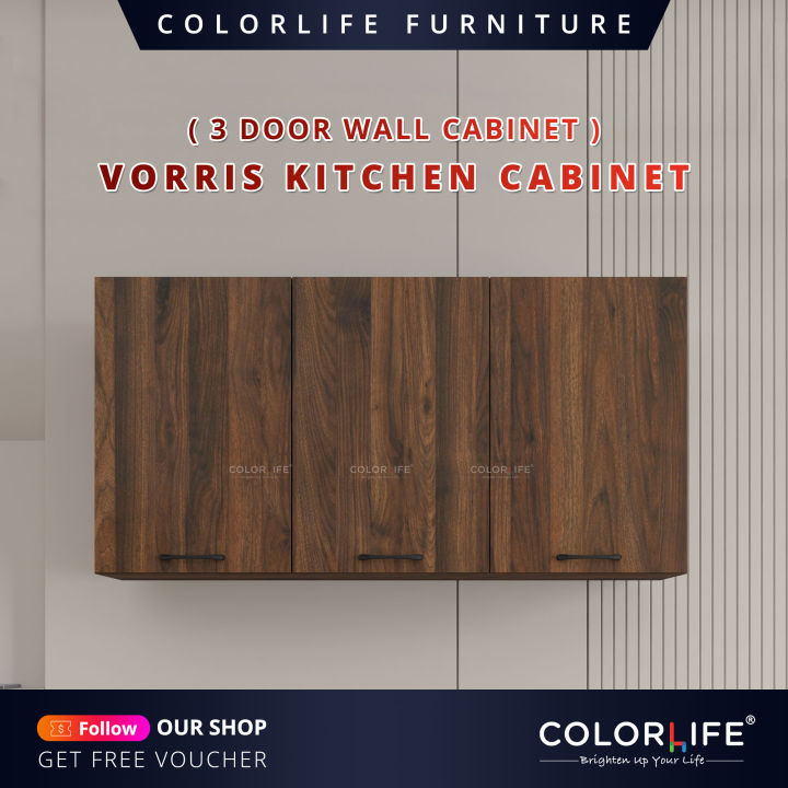 Color Life Vorris 3 Door Wall Kitchen Cabinet / Multi Function Wall ...
