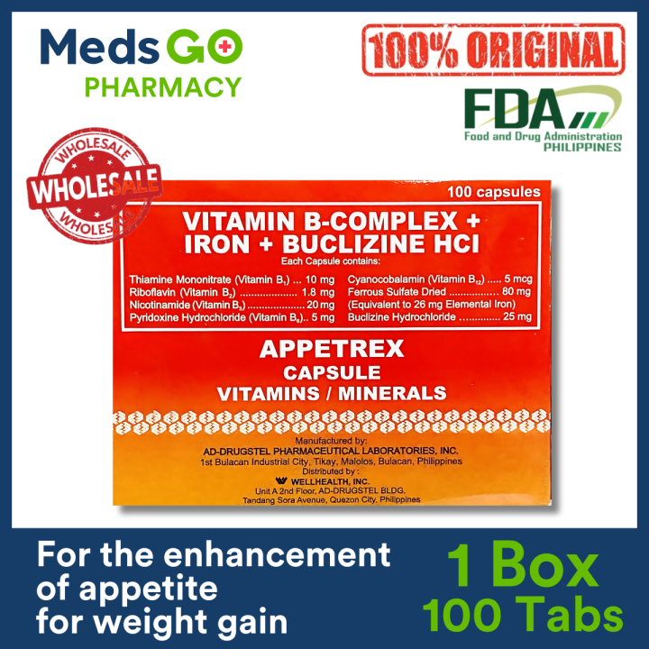 Appetite Booster Vitamins 1 Box x 100 Tabs - Vitamin B Complex + Iron ...