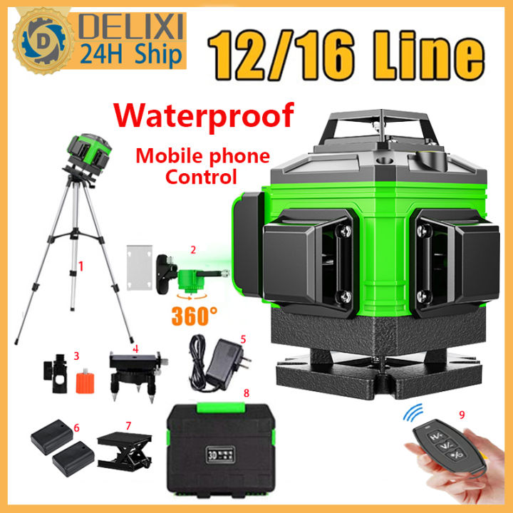 16 Line Laser Level Green Light Self-Leveling 360° Rotary Cross 4D ...