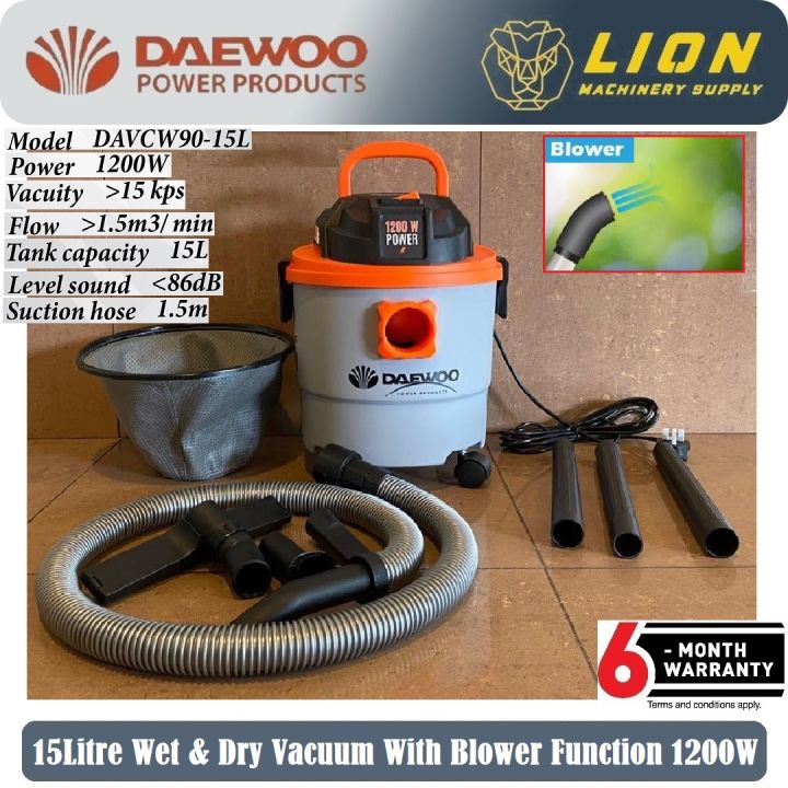 DAEWOO 15Litre Wet & Dry Vacuum with Blower Function 1200W DAVCW90-15L - KOREA Technology - 6 ...