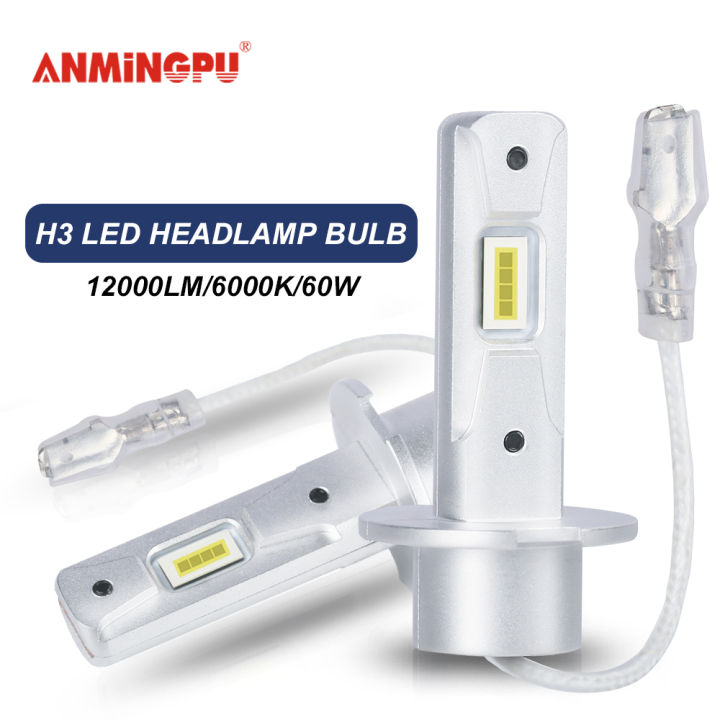 ANMINGPU 2Pcs Upgrade H3 LED Bulb 40W 8000LM 6000K White H3 Car Fog ...