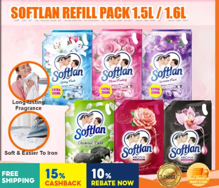 SOFTLAN Fabric Softener Refill Pack 1.5L / 1.6L Floral Fantasy Charcoal ...