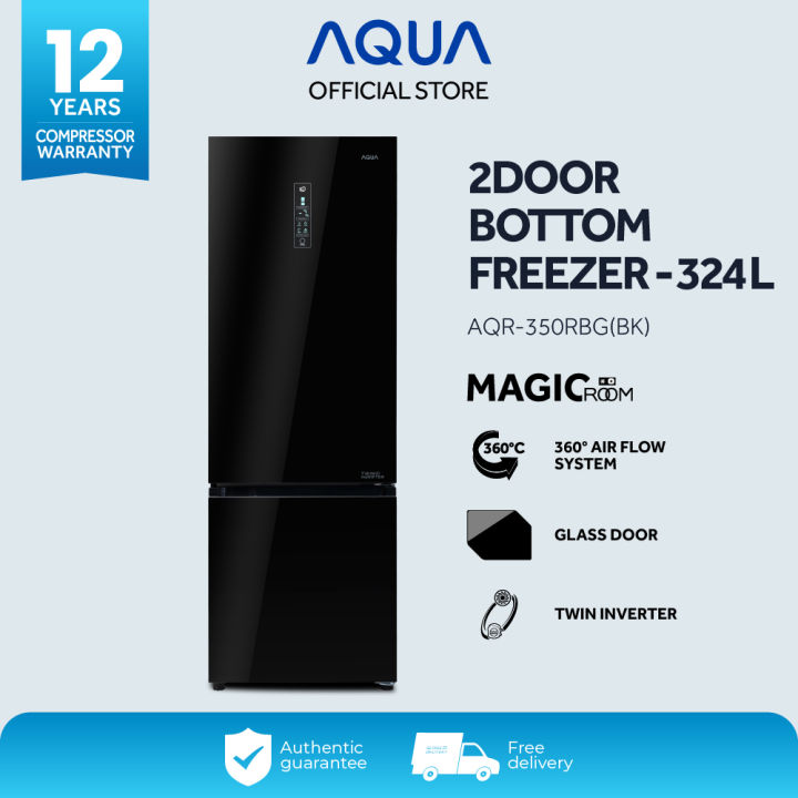 AQUA Kulkas 2 Pintu 324 L Bottom Freezer [Black] - Magic Room - Precise ...
