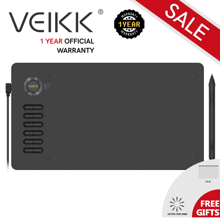 VEIKK เมาส์ปากกา A15PRO ขนาด 10 x 6 นิ้ว ความไวต่อแรงกด 8192 | Lazada.co.th
