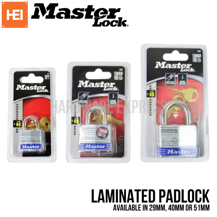 Master Lock Laminated Padlock W/ 2 Keys No. 7D 29mm / No. 3D 40mm / No ...
