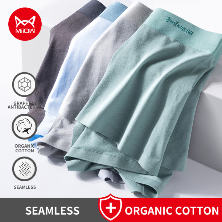 MiiOW 4 ชิ้นเซ็กซี่ชายกางเกงนักมวยกางเกงขาสั้นสะโพกยกผ้าฝ้ายอินทรีย์ชายชุดชั้นในนักมวยชายกางเกง ...