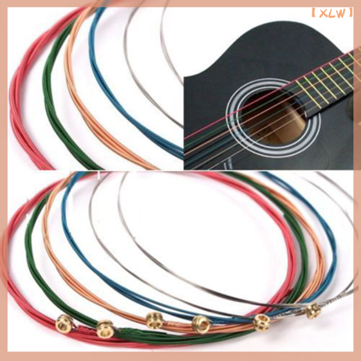 【XLW】 NEW One Set 6pcs Rainbow Colorful Color Strings For Acoustic Guitar Accessory | Lazada PH