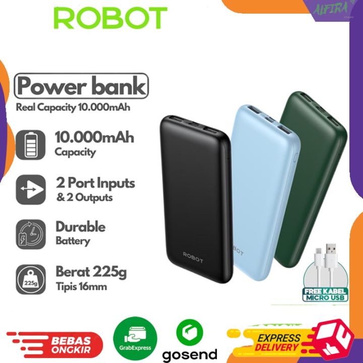 POWERBANK Power Bank Robot 10000mah RT180s 2.4A & RT12 QC3.0 Dual Input ...