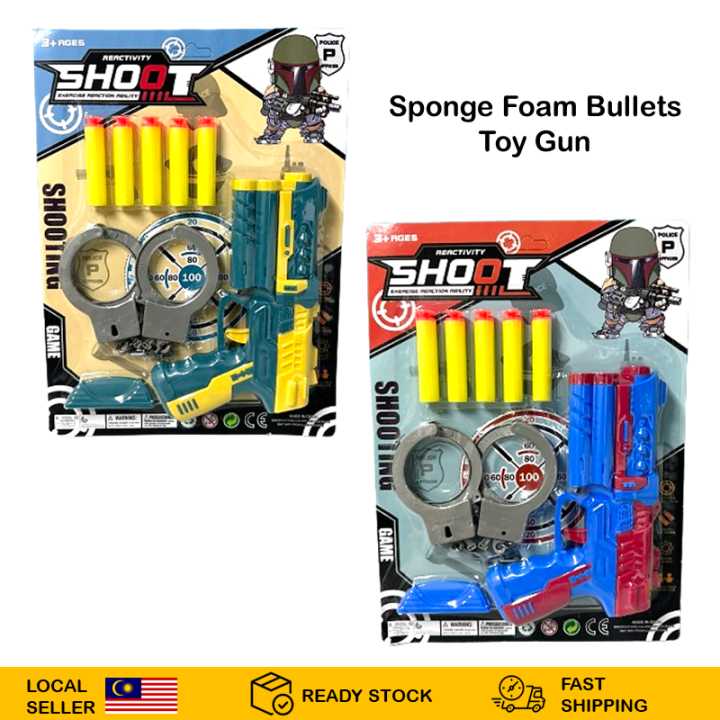 Sponge Foam Bullet Soft Bullet Toy Gun Set with Handcuffs for Kids and ...