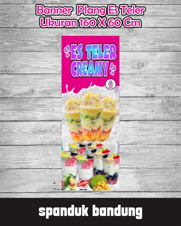CETAK BANNER ES TELER CREAMY / ES TELER / CETAK SPANDUK ES TELER UKURAN ...