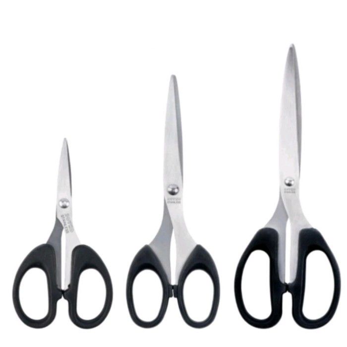 Gunting stainless gagang hitam/ Gunting kecil stainless 3 ukuran ...