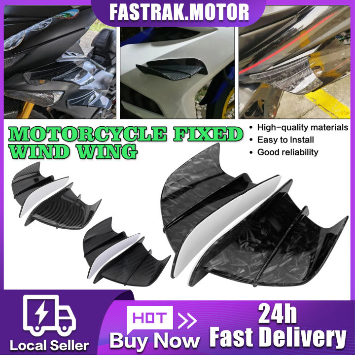 Carbon Fibre Motorcycle Fixed Wind Wing Universal Winglets Aerodynamic ...