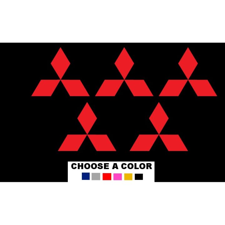 5Pcs Mitsubishi Emblem Logo Decal Sticker RED 1" X 1.25" Decal Stickers ...