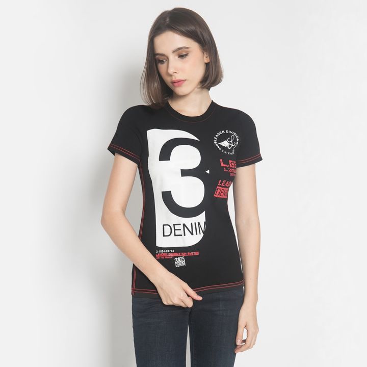 LGS - Kaos Casual Wanita - Lengan Pendek - Warna Hitam - Gambar Sablon ...