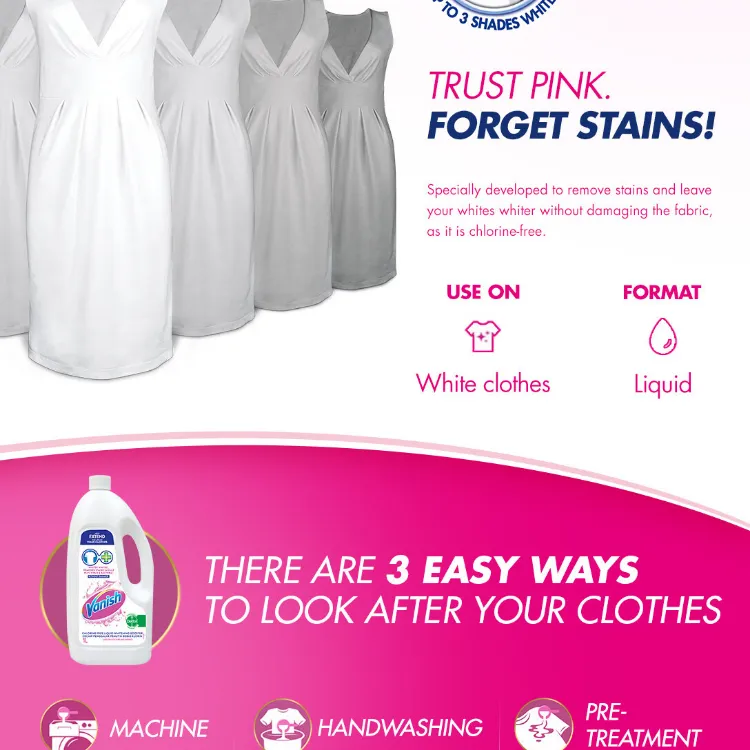 Vanish Crystal White Fabric Clothes Stain Remover Liquid 1L/1L x6 | Lazada