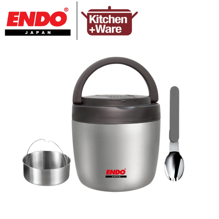 ENDO 1L Double Stainless Steel Vacuum Insulated Thermal Food Carrier ...