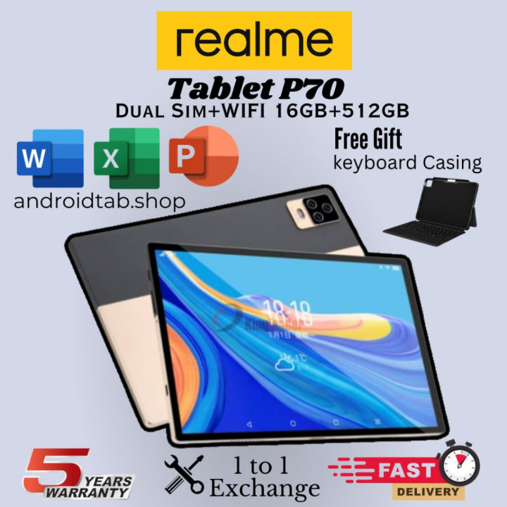 5G Realme Tablet P70 12 inci Android 12.0 [16GB RAM 512GB ROM] Dual SIM 4G LTE WiFi 2.45G | Lazada