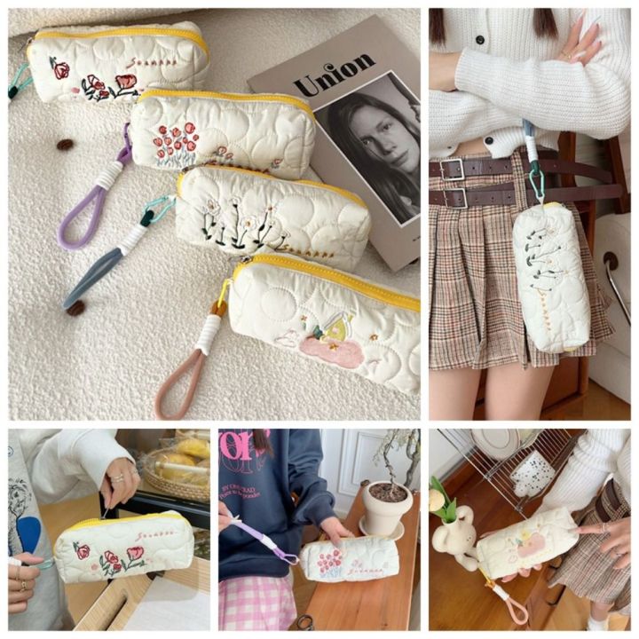 GYYT ผ้าผ้าทอ กระเป๋าเครื่องสำอางปักลาย ถุงเก็บสัมภาระ ดอกไม้ประดับ ...