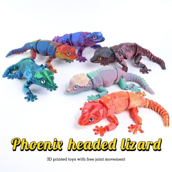 DAWEIF PLA Plastic 3D Printed Lizard Model 6 Colors 17cm Animal ...