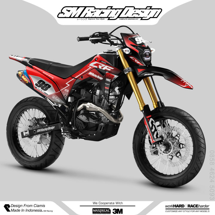 Decal CRF 150 L Full Body Terbaru 2024 Warna Merah Hitam Kombinasi ...
