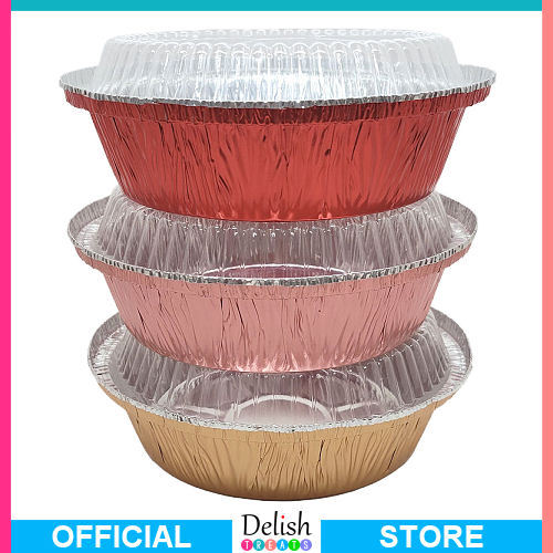 Delish Treats Multi-Size Round Aluminum Foil Pans with Lids - 750ml ...
