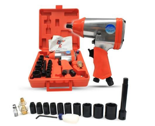 LIPPRO 1/2" AIR IMPACT WRENCH KIT ORANGE - ORANGE AIR IMPACT WRENCH SET ...