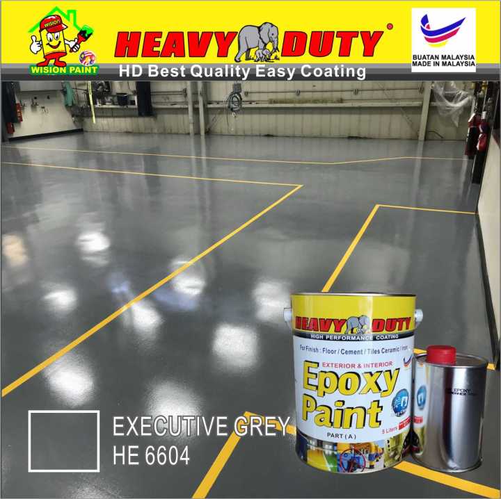 5 Liter HEAVY DUTY Two Pack Epoxy Floor Paint - 4 Liter + 1 Liter = 5L ( FREE 1 SET 7 INCH ...