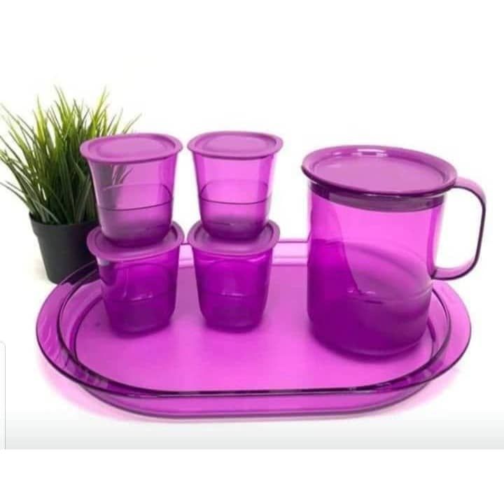 Tupperware Purple Royale Crystalline Drinking Set / Serving Tray/ Jug ...