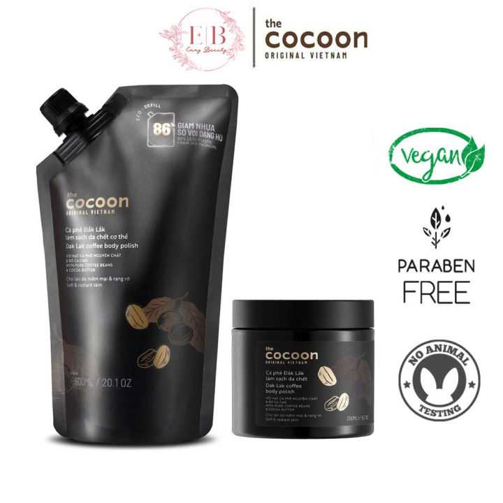 Tẩy da chết cơ thể cà phê Đăk Lăk Cocoon 200ml - 600ml giúp da sạch ...