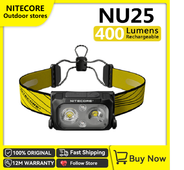 NITECORE NU25 Headlamp 400 lumens head light Red/White/High color ...