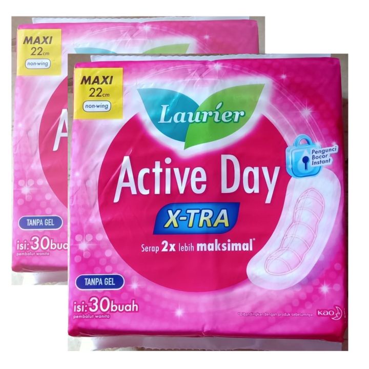 Laurier Active Day Xtra Maxi 22cm Non-Wing Isi 30 Buah - Pembalut ...