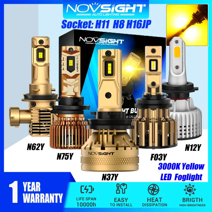 3000K Yellow Light Super Bright Fog Light Novsight H11 H8 H16JP LED ...