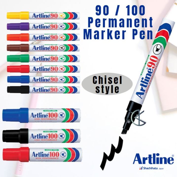 Artline 90 / 100 High Performance Permanent Marker Pen Chisel Style ...