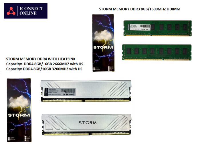 STORM DESKTOP MEMORY DDR3 8GB/1600MHZ /DDR4 8GB 2666MHZ AND 3200MHZ ...