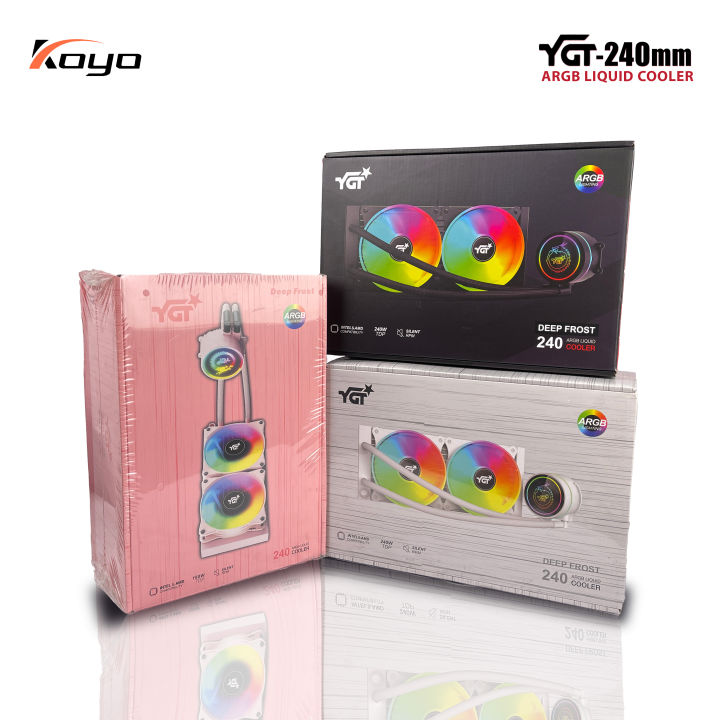 YGT DF-240 white pink black CPU Liquid Cooler All-in-one with 5v 3pin Aura Sync RGB | Lazada PH