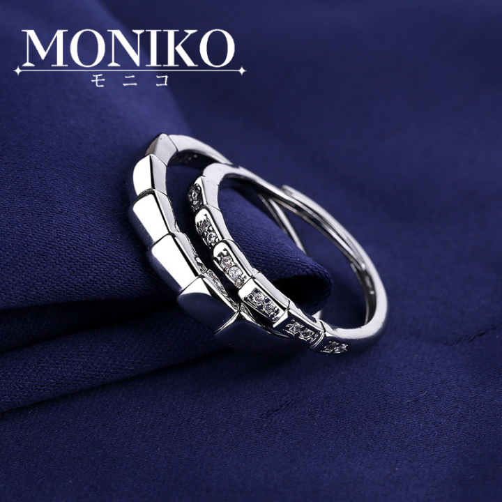 MONIKO original Jewelry 2pcs 925 Silver Couple Ring Crystal Diamond ...