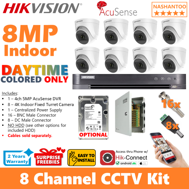 Hikvision 8CH 8Cameras 8MP CCTV Package 4K Indoor Fixed Turret 8CH H ...