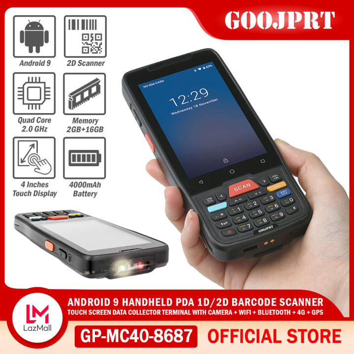 GP-MC40-8687 Android 9 Handheld PDA 1D 2D Barcode Scanner Touch Screen ...