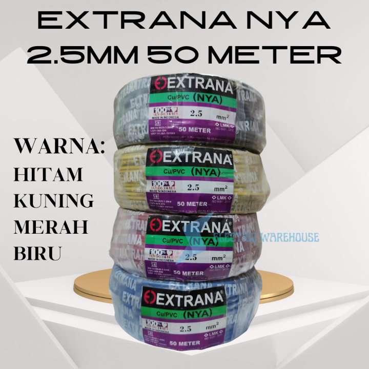 EXTRANA KABEL NYA 2.5 MM 50 METER HITAM KUNING MERAH BIRU | Lazada ...