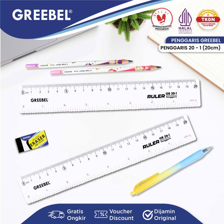 GREEBEL Penggaris Transparan 20cm 20-1 / Ruler / Penggaris Plastik ...