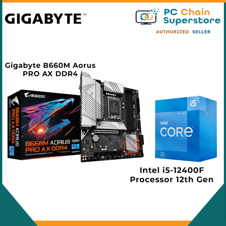 Intel i5-12400F i5 12th Gen Processor + Gigabyte B660M AORUS PRO AX ...