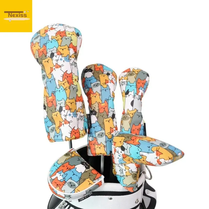 NEXISS Cartoon Animal Golf Club Head Cover PU Leather Graffiti Cat ...