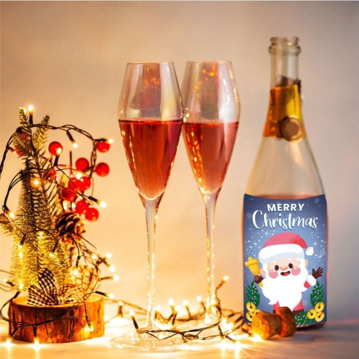 8pcs Christmas Wine Bottle Decoration Stickers Creative Christmas ...