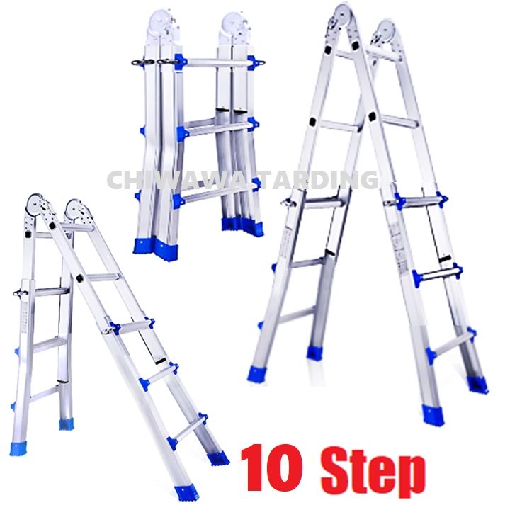 ( LD7 ) 18 Steps Heavy Duty Aluminium Foldable Double Section Extension ...