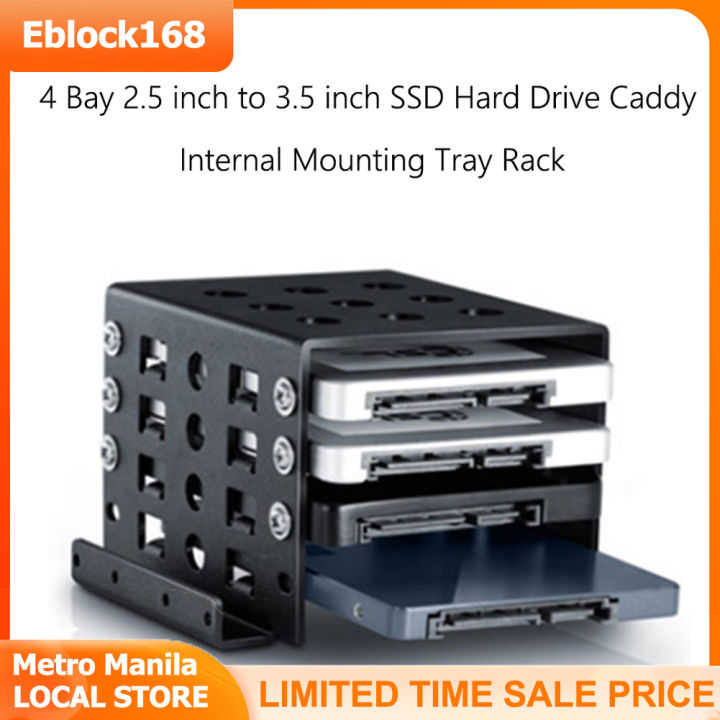4 Bay 2.5 inch to 3.5 inch SSD Hard Drive Caddy Internal Mounting Tray ...